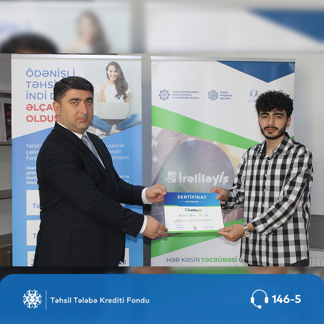 Tələbələrə sertifikatlar təqdim olunub. | Təhsil Tələbə Krediti Fondu