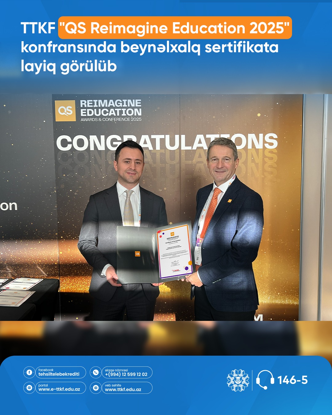 TTKF Recognized with an International Certificate at the “QS Reimagine ...